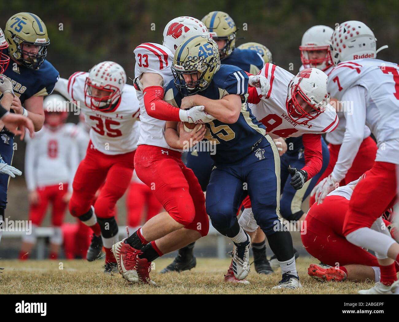 Football action with Weiser vs Timberlake in Spirit Lake, Idaho Stock ...