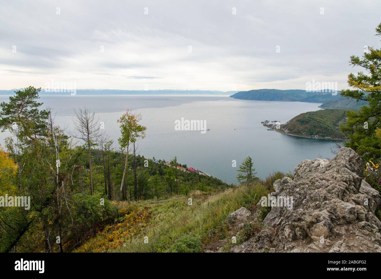 Lake Baikal view from Chersky Stone (Listvyanka, Russia Stock Photo - Alamy