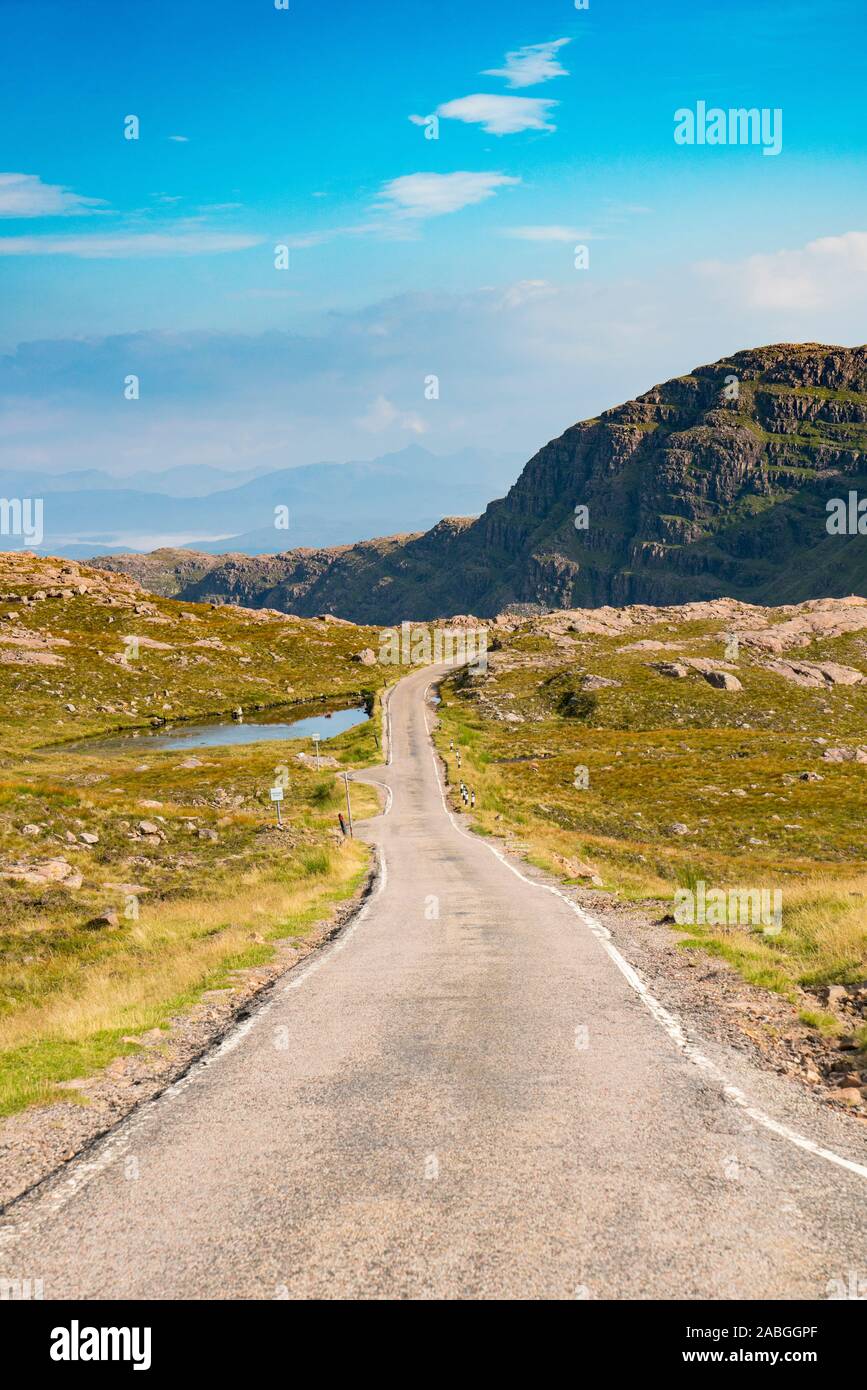 single track road at Applecross Peninsula in Scotland part of North ...