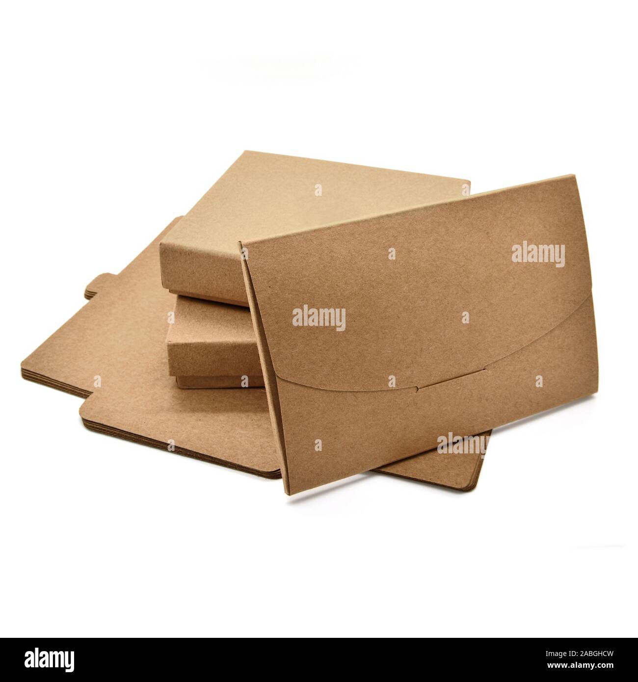 Cardboard boxes and envelopes isolated on a white background Stock ...
