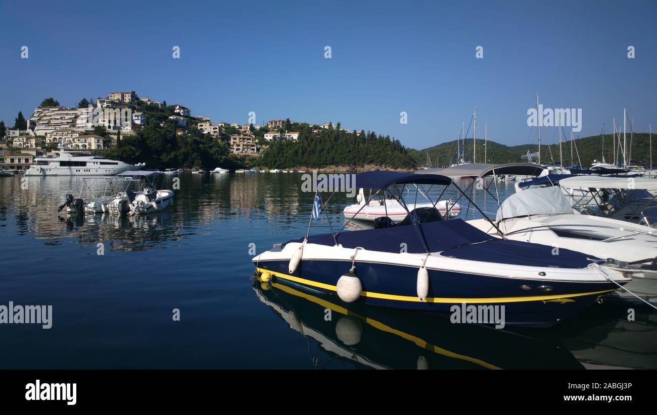 Boats in bay, Sivota - Greece Stock Photo - Alamy