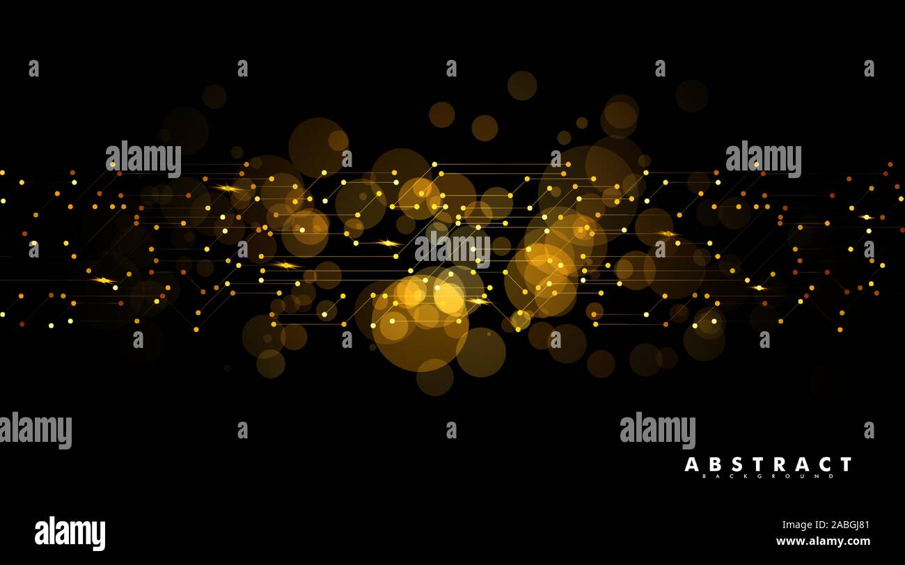Geometric patterns with connected lines and points. Abstract golden ...