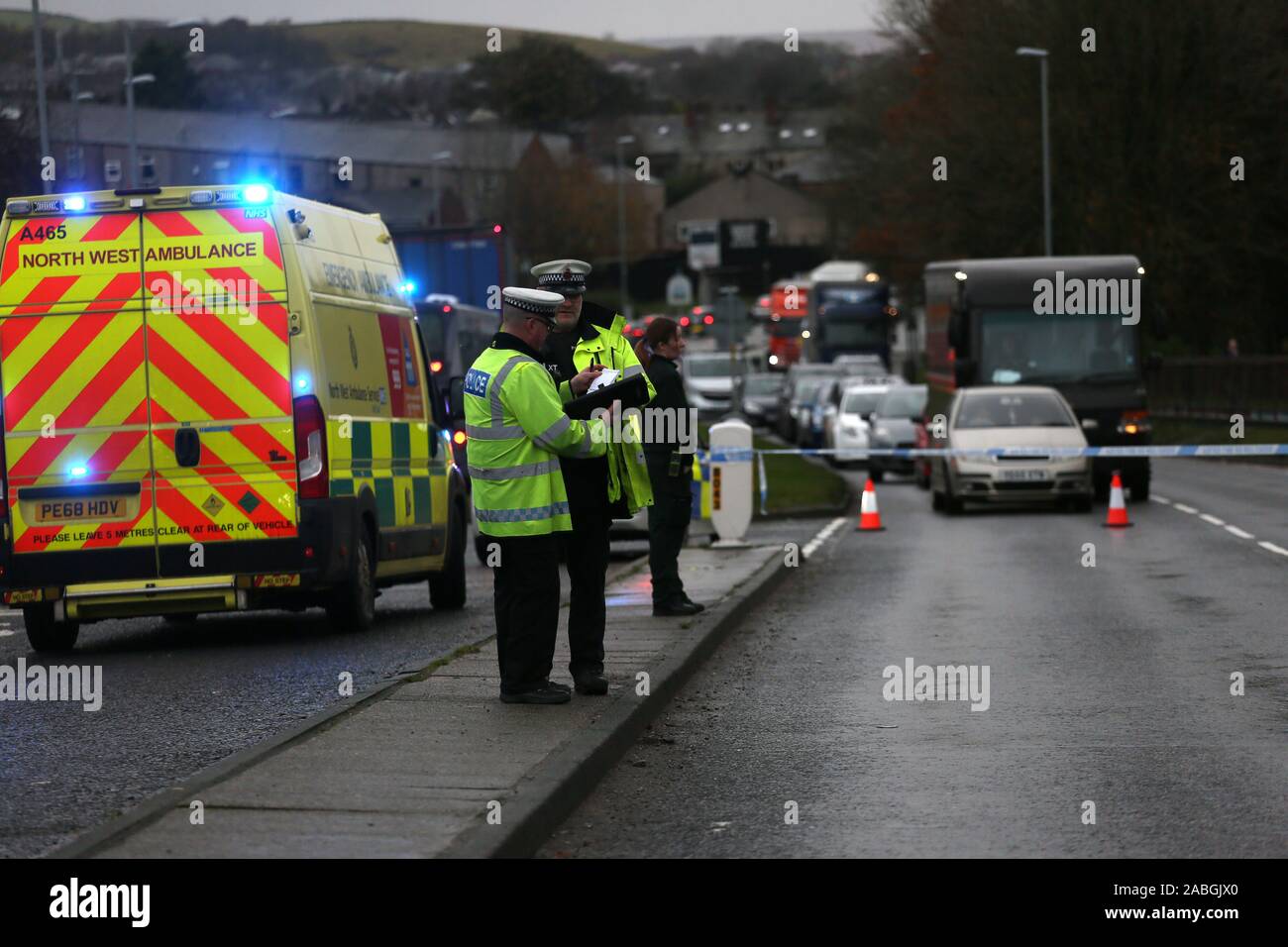 Rochdale, UK. 27th November, 2019. The A58 Halifax Road, linking ...