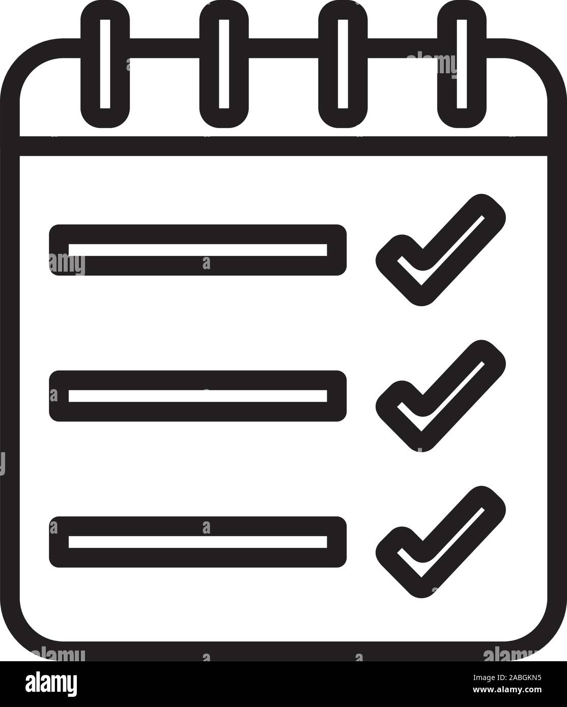 list check mark notepad spiral icon vector illustration thick line ...