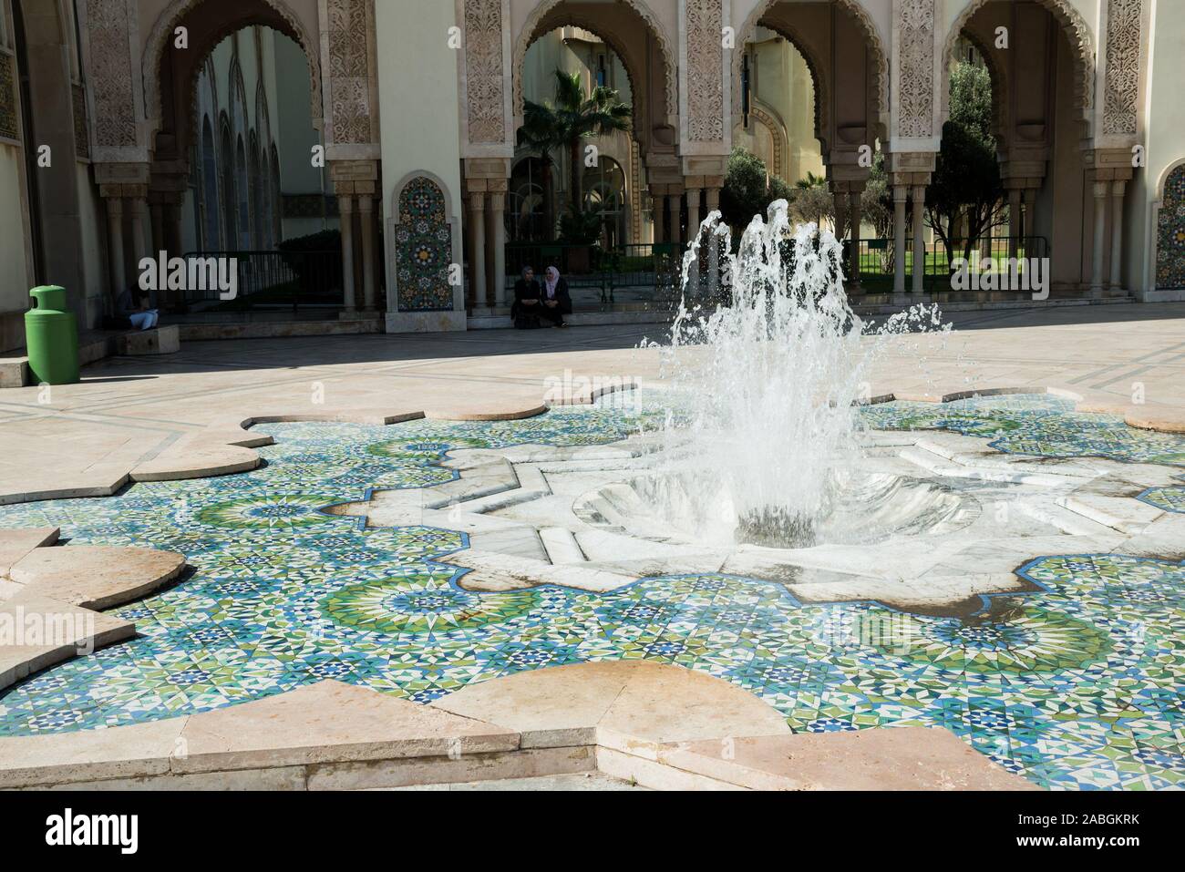 Fountain near The Hassan II Mosque or Grande Mosquée Hassan II ...