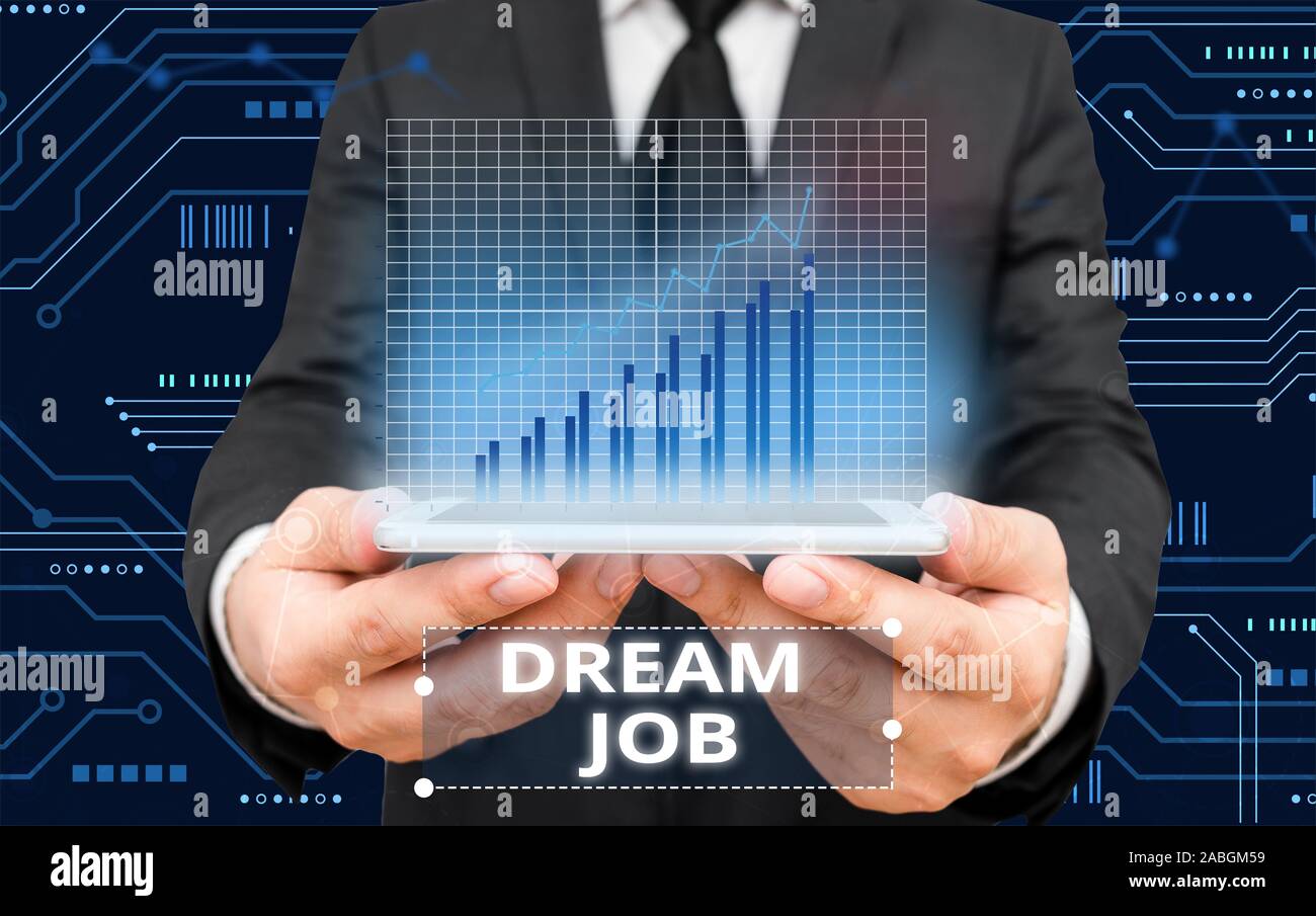 Writing note showing Dream Job. Business concept for An act that is ...