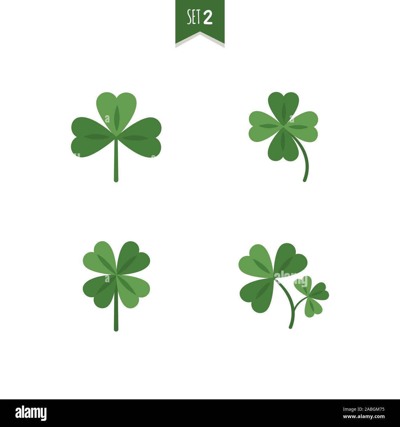 Luck clover leaves vector set isolated on white background. Four and ...