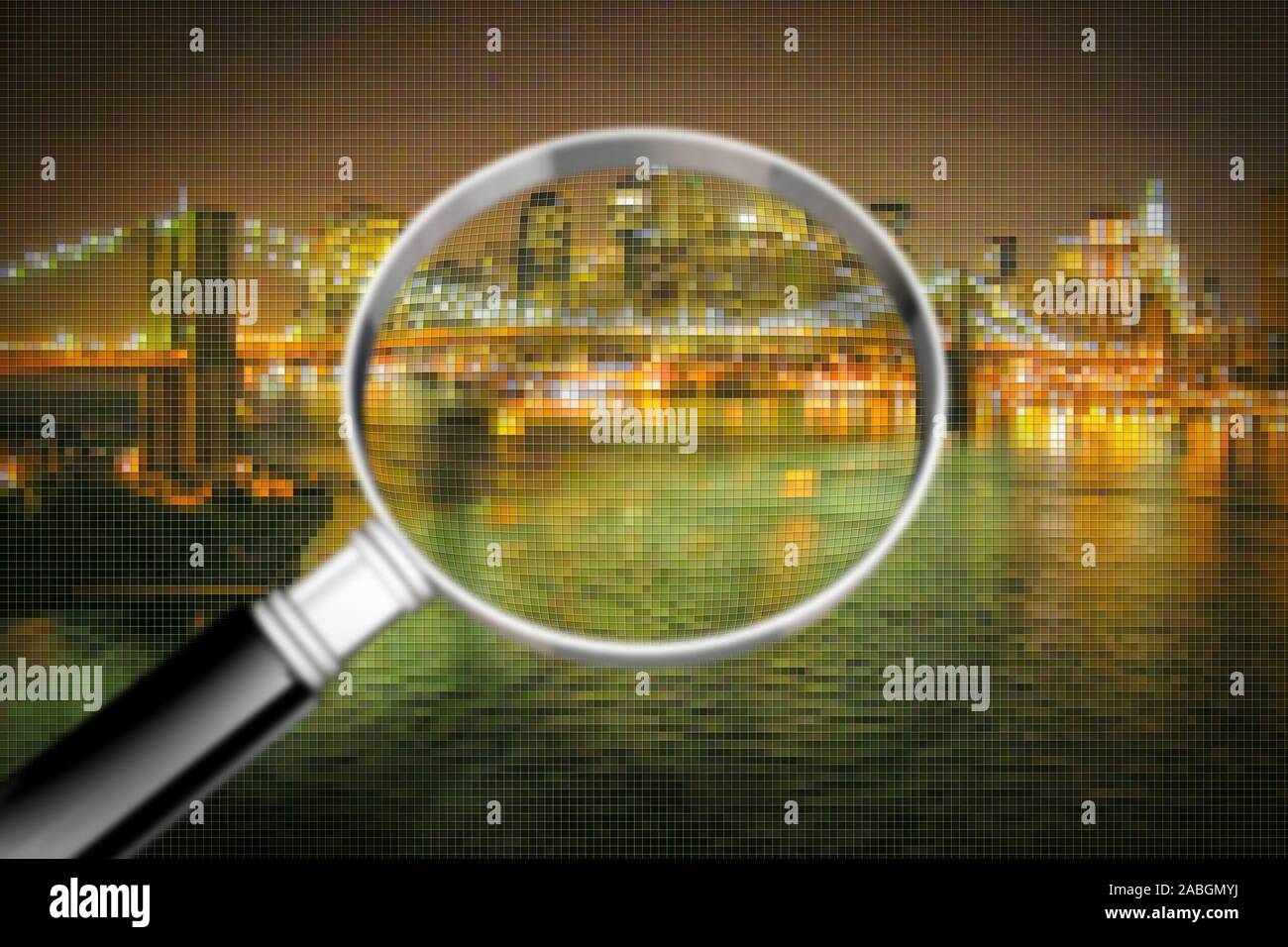 Getting to know Manhattan - Concept image seen through a magnifying ...