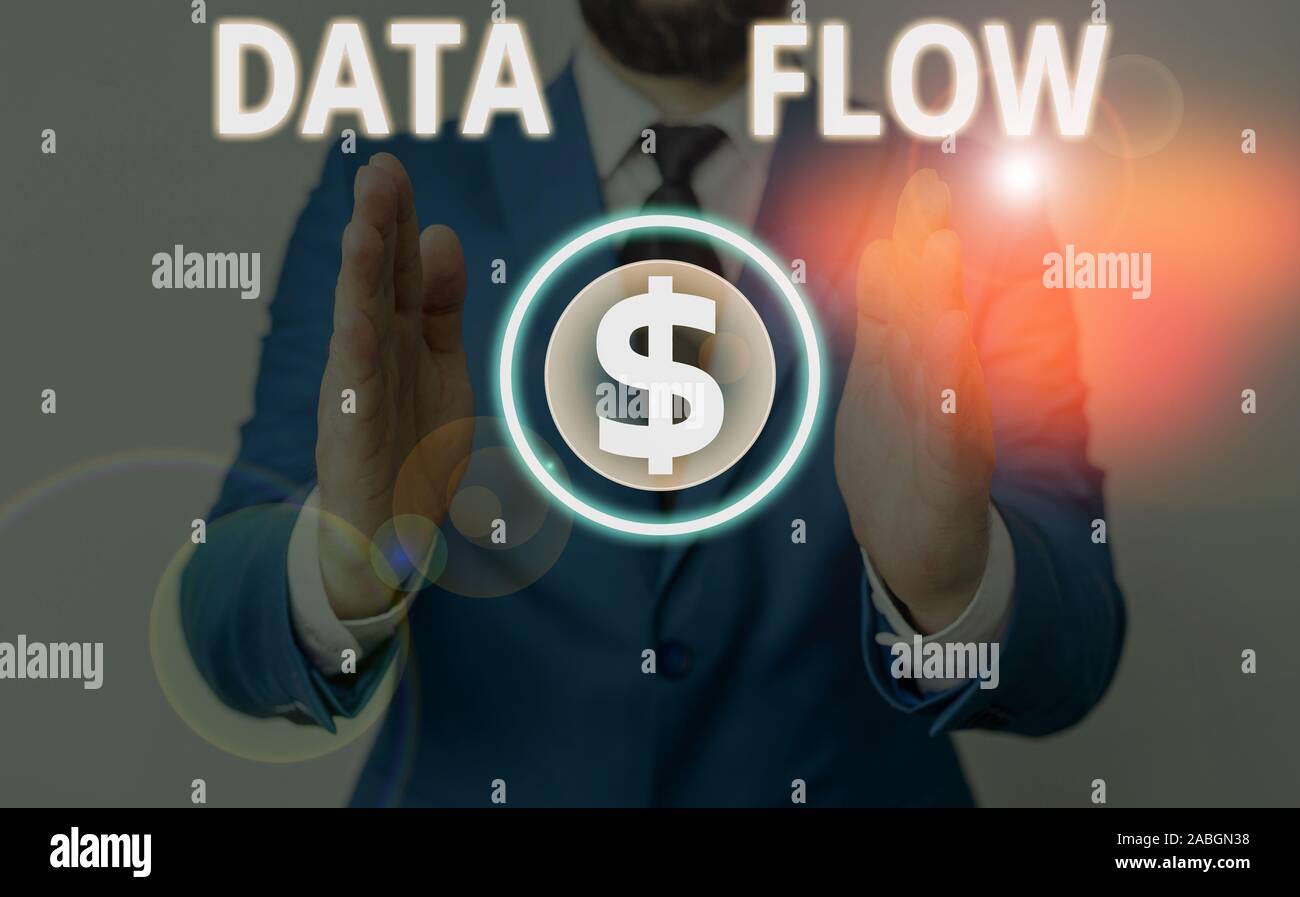 Writing note showing Data Flow. Business concept for the movement of ...