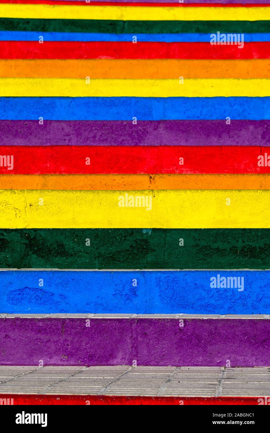 Rainbow coloured steps hi-res stock photography and images - Alamy