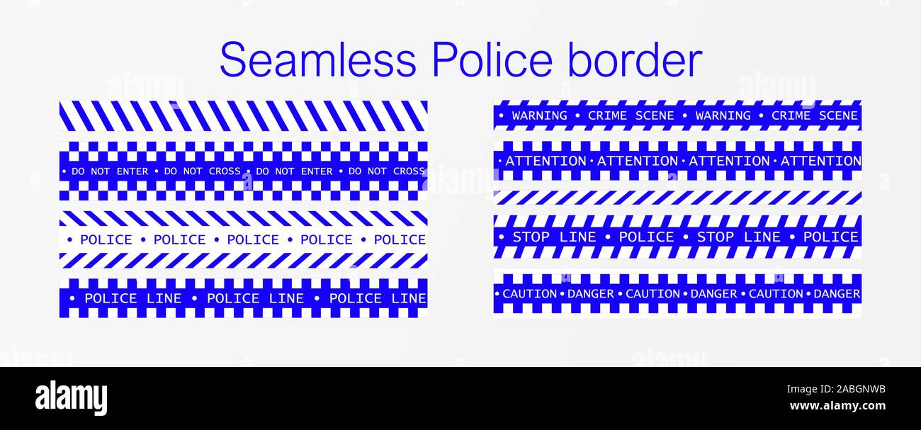 Set of red and white seamless police lines. Crime scene ribbon and ...