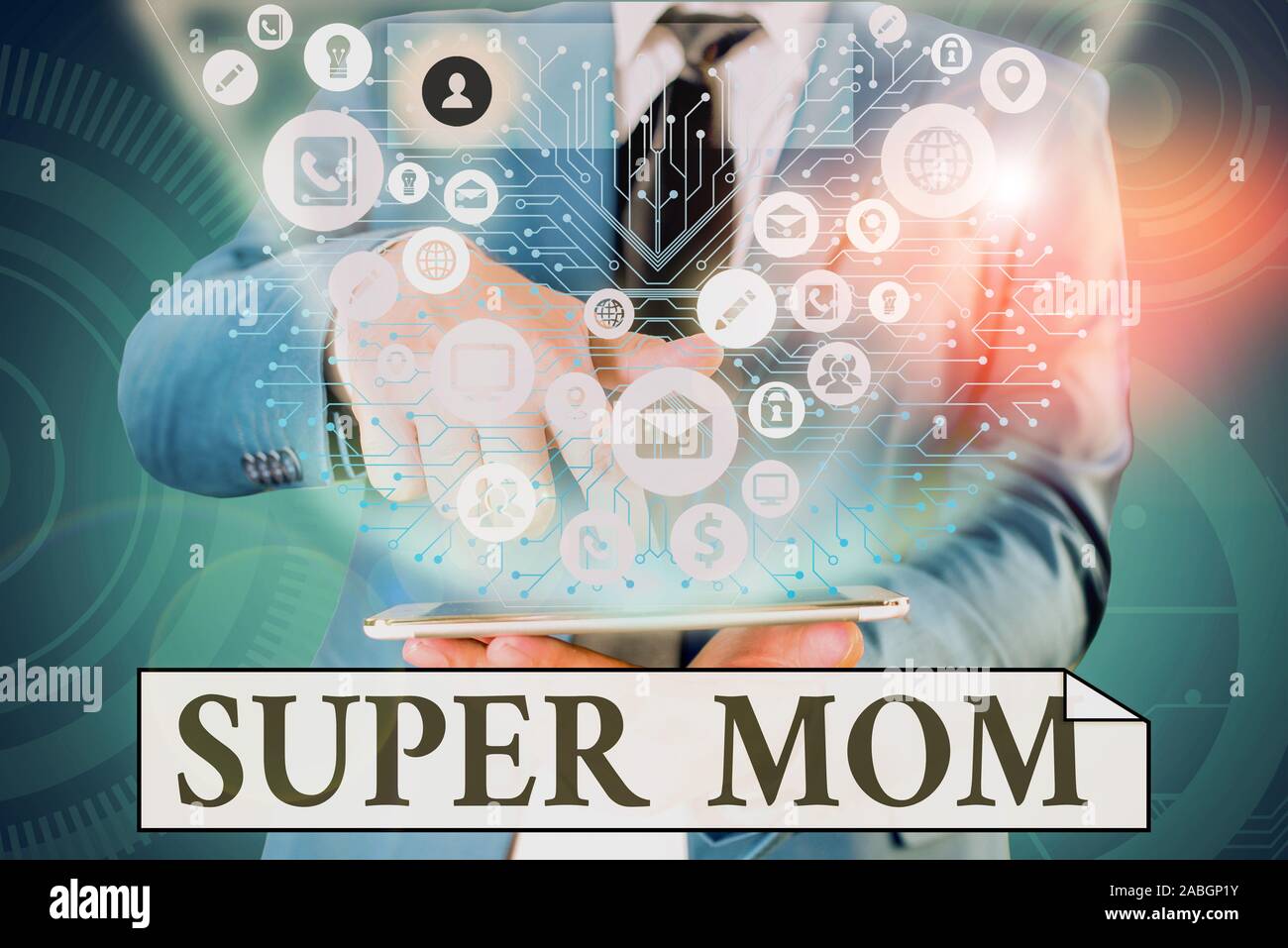Handwriting text writing Super Mom. Conceptual photo a mother who can ...
