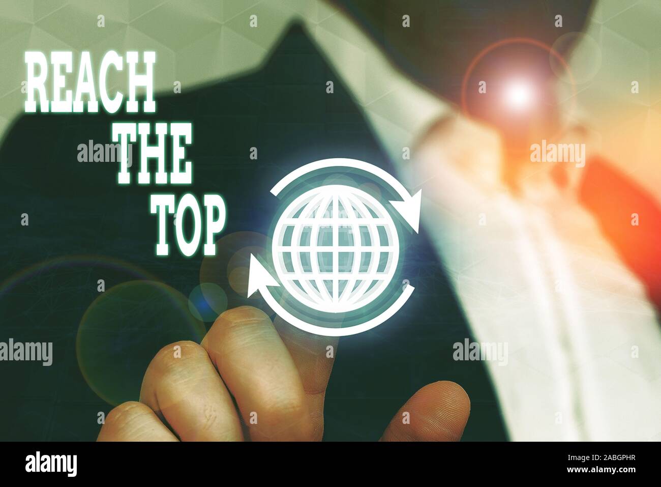 Conceptual hand writing showing Reach The Top. Concept meaning Get ...