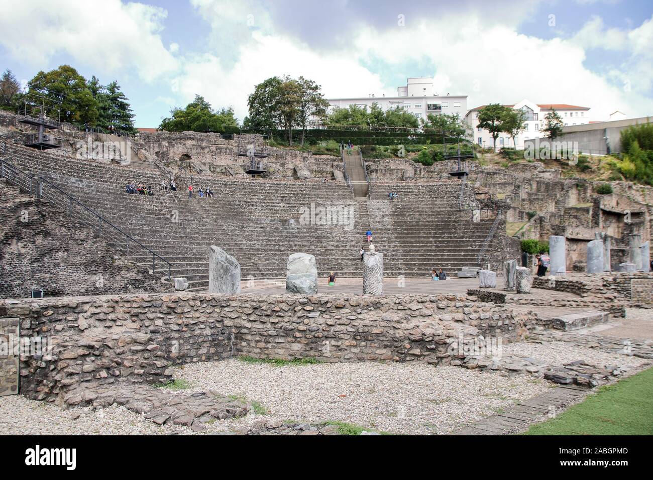 The ancient amphitheatre on Fourviere hill at Lyon, France Stock Photo ...