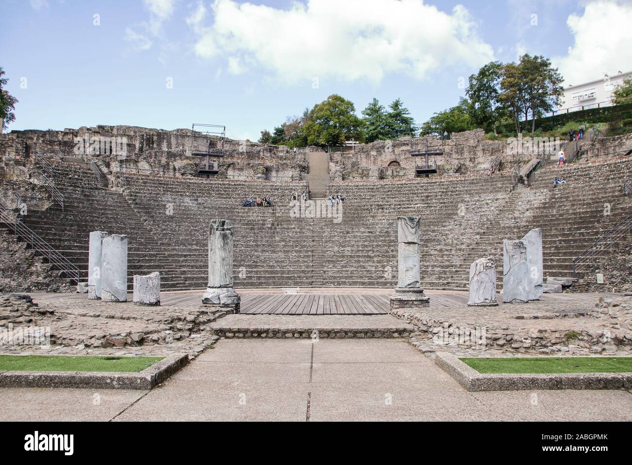 The ancient amphitheatre on Fourviere hill at Lyon, France Stock Photo ...