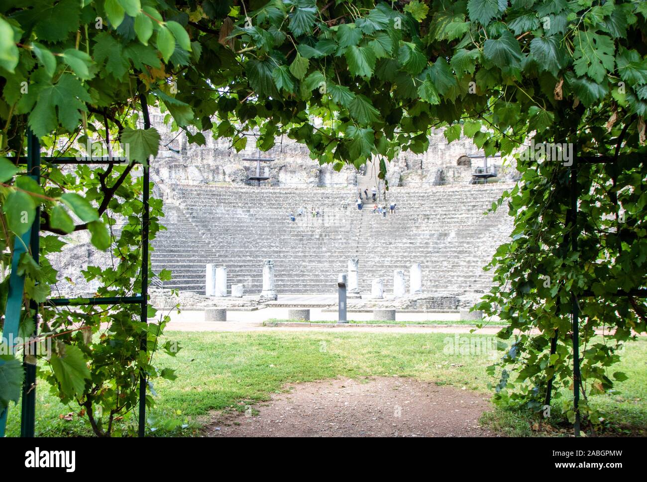 The ancient amphitheatre on Fourviere hill at Lyon, France Stock Photo ...