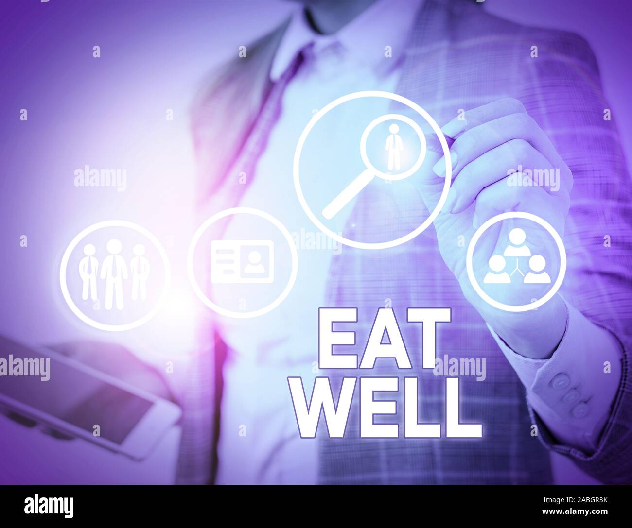 Conceptual hand writing showing Eat Well. Concept meaning Practice of eating only foods that are ...