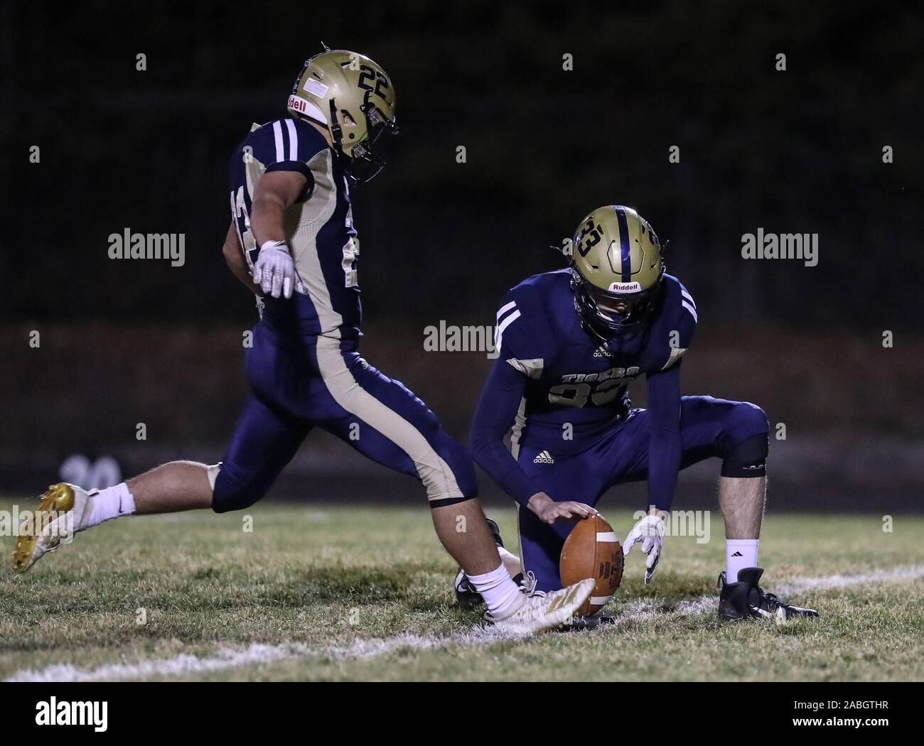 Varsity football action with Kellogg vs Timberlake High School in ...