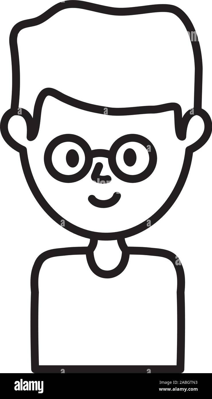 young man cartoon character portrait on white background vector ...