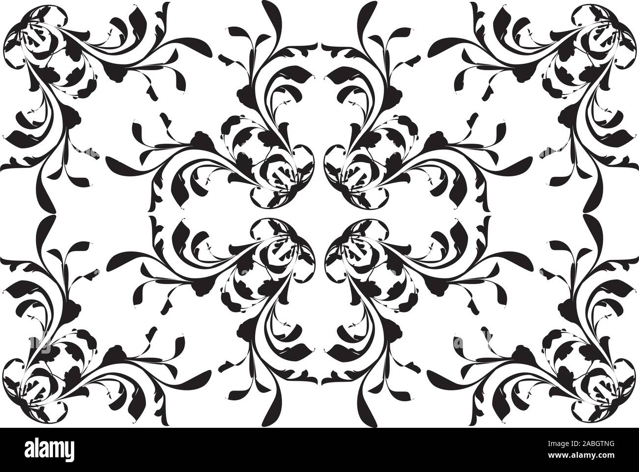 Illustration of abstract flower black and white ornament, swatch ...