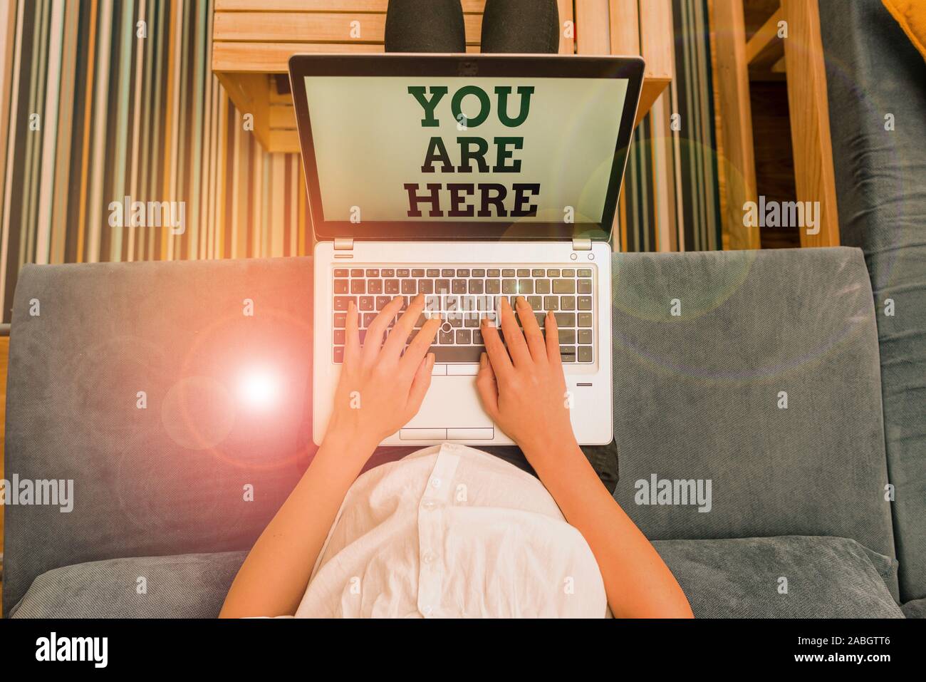 Writing note showing You Are Here. Business concept for This is your ...