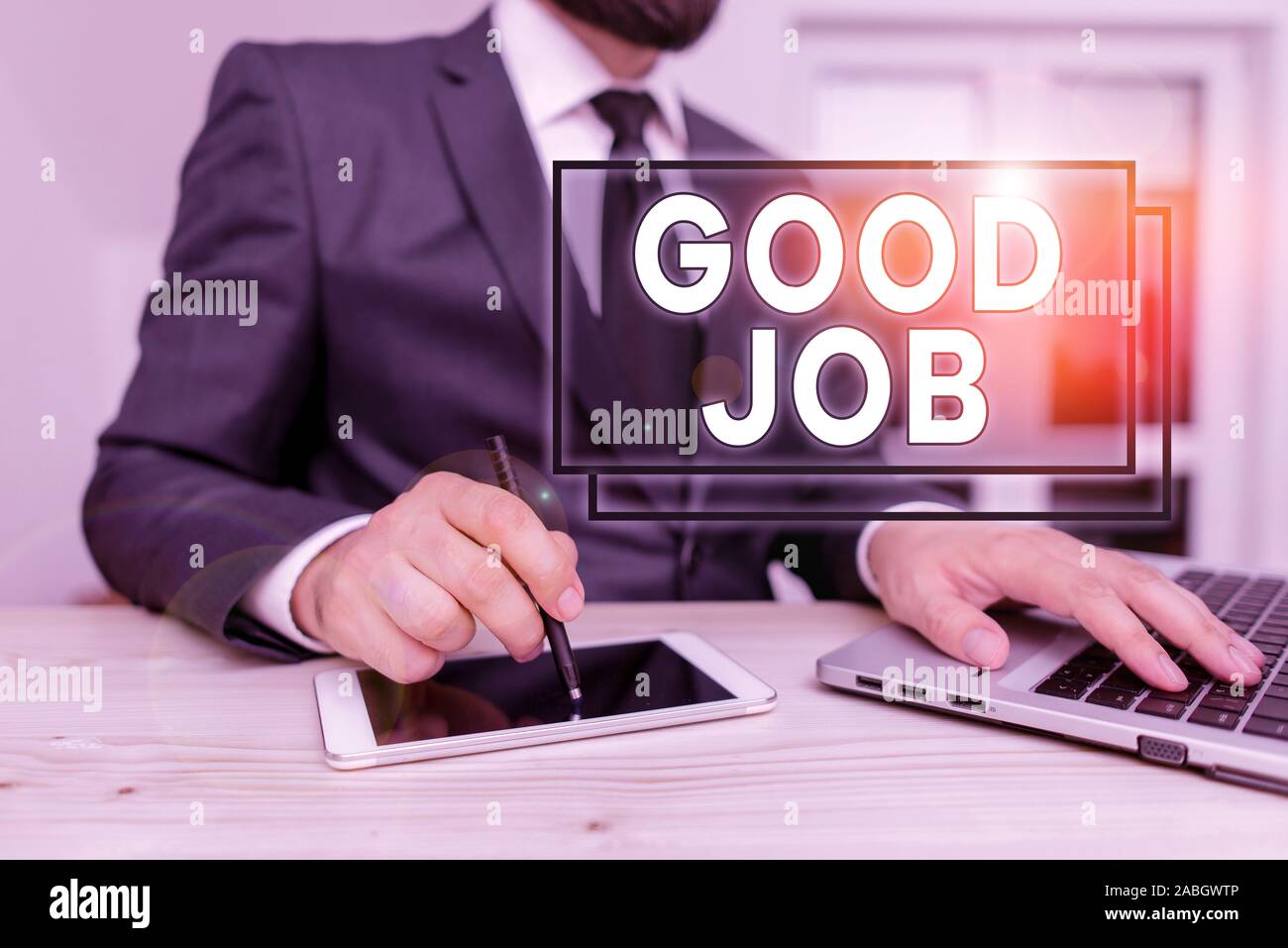 Writing note showing Good Job. Business concept for encourage someone ...