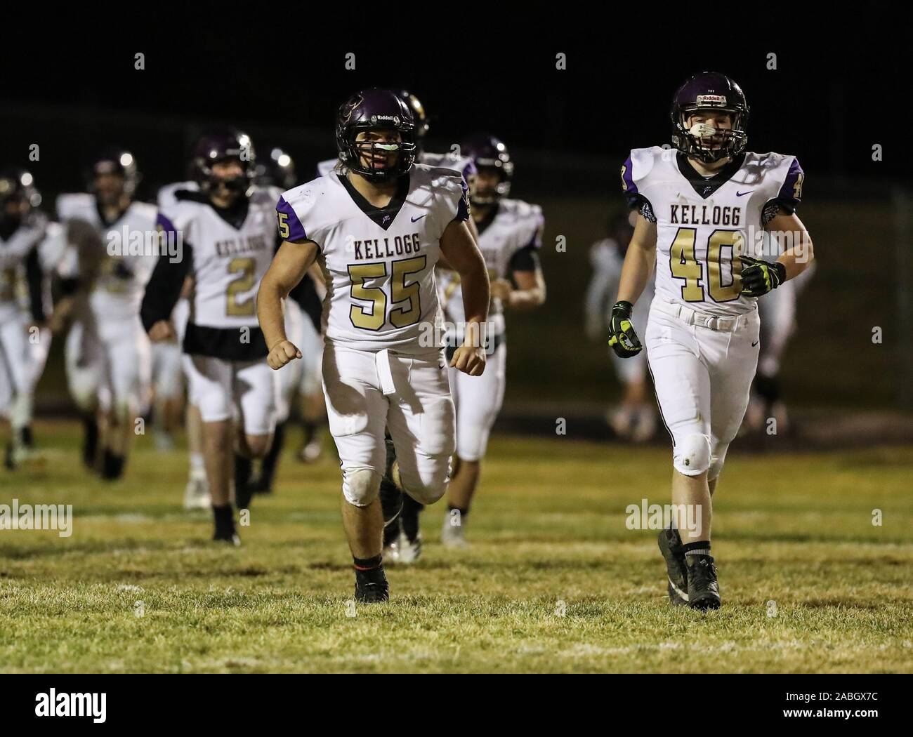 Varsity football action with Kellogg vs Timberlake High School in ...