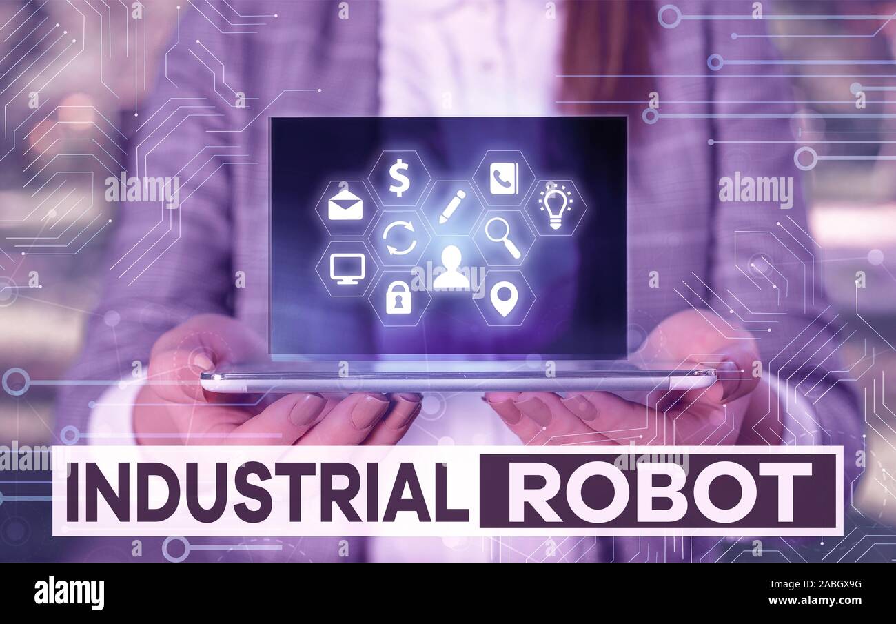 Writing note showing Industrial Robot. Business concept for robotic ...