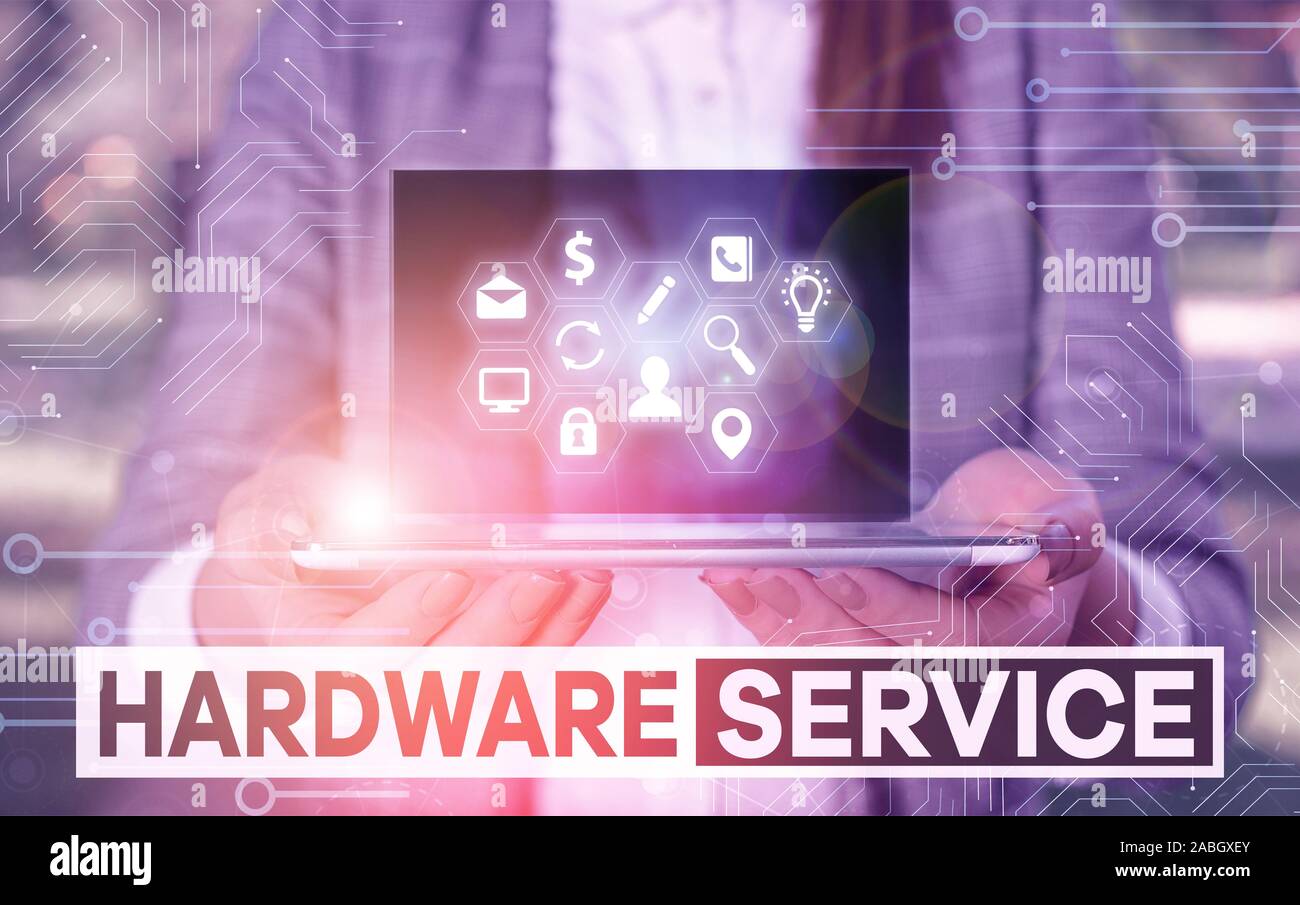 Writing note showing Hardware Service. Business concept for act of ...