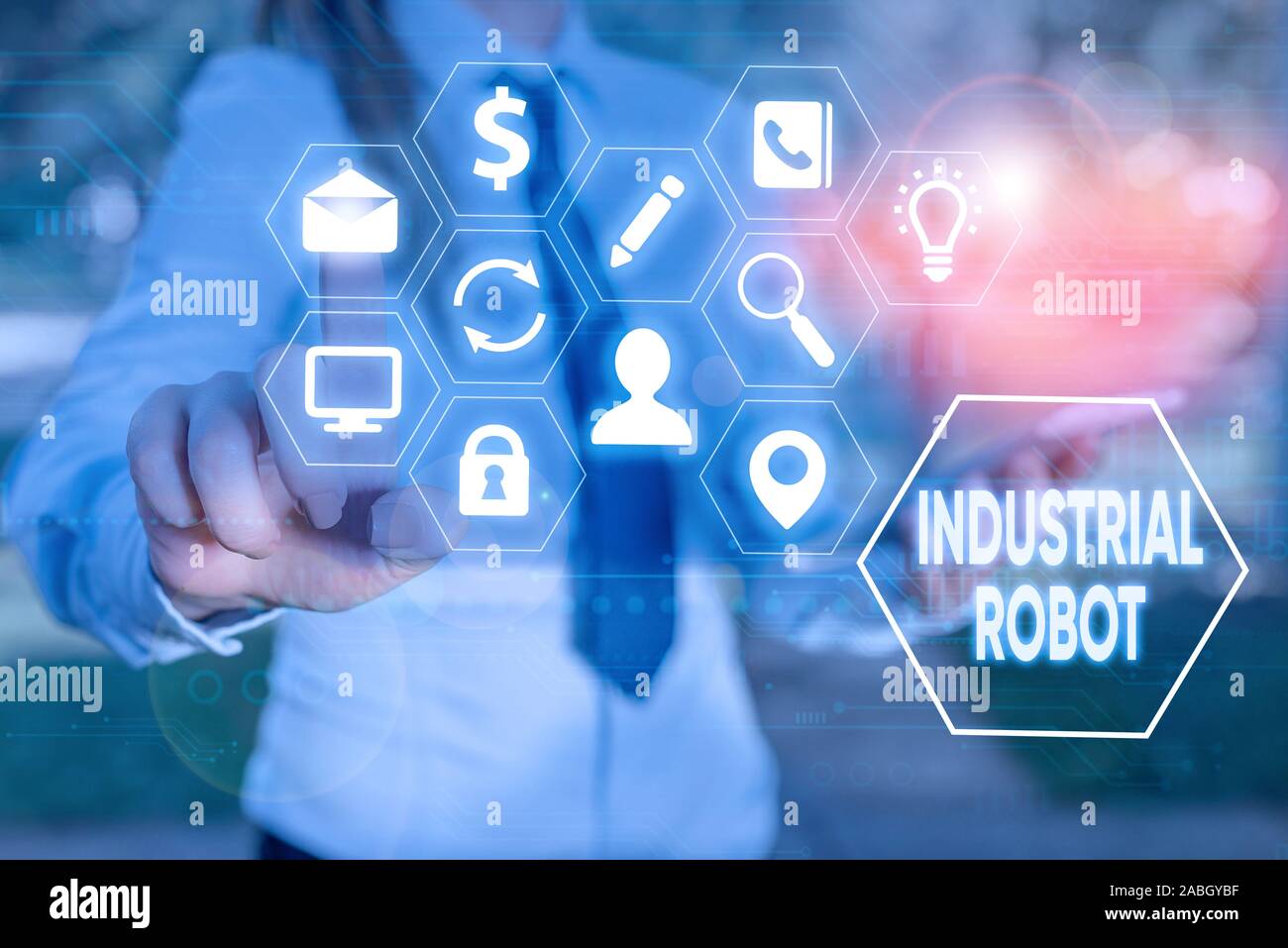 Writing note showing Industrial Robot. Business concept for robotic ...