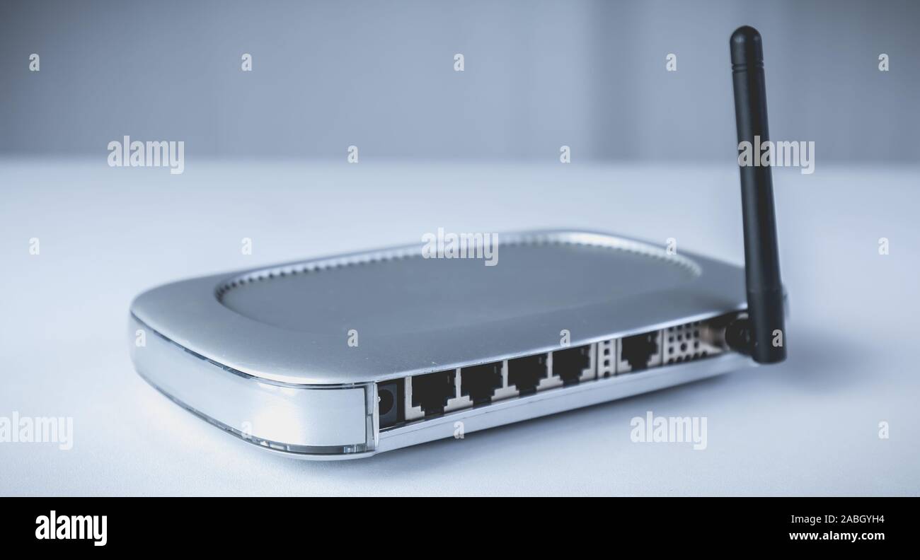 router wifi ethernet connection network port wireless closeup concept ...