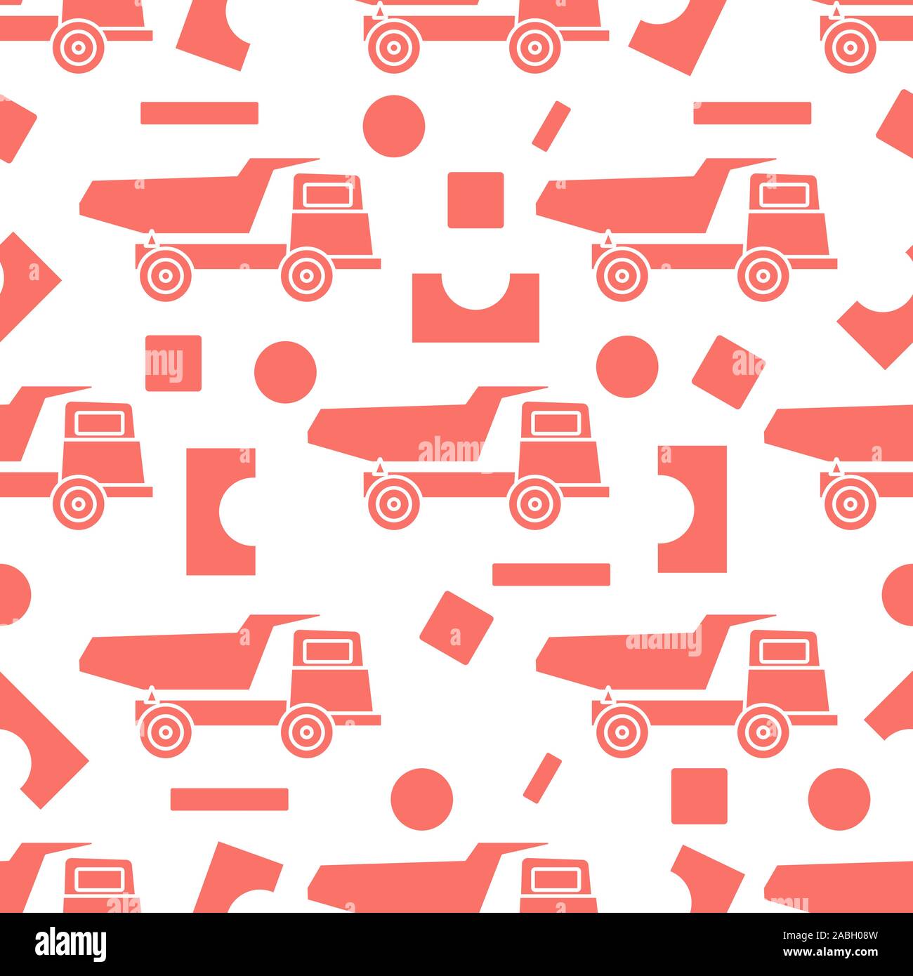 Vector seamless pattern with kid toys. Dump truck, cubes, blocks for ...