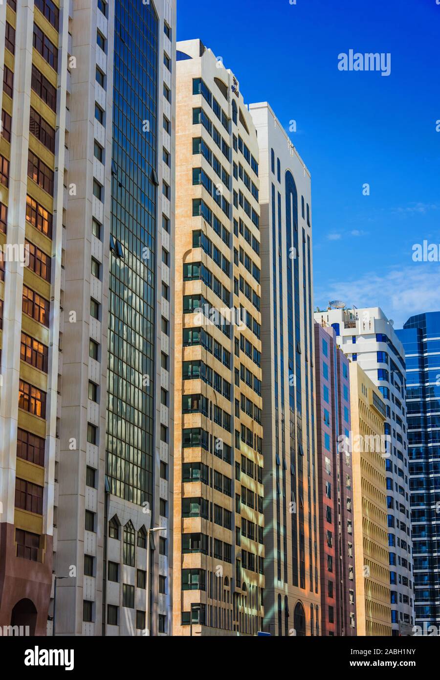 Modern architecture of downtown Abu Dhabi, United Arab Emirates Stock ...