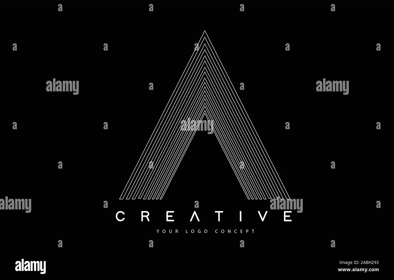 A Lines Letter Logo Vector Design. Creative A Letter Icon with Silver ...