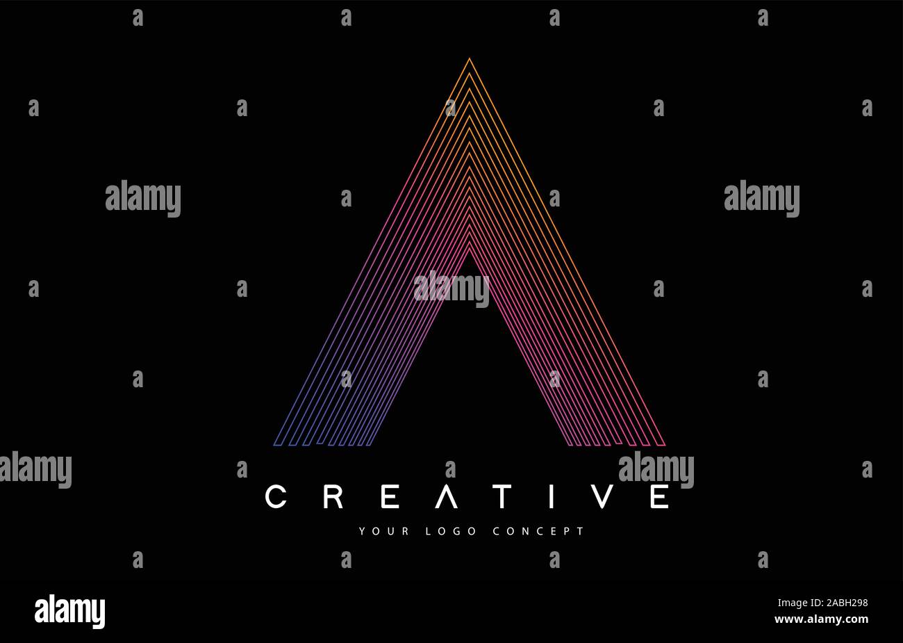 A Lines Letter Logo Vector Design. Creative A Letter Icon with Vibrant ...