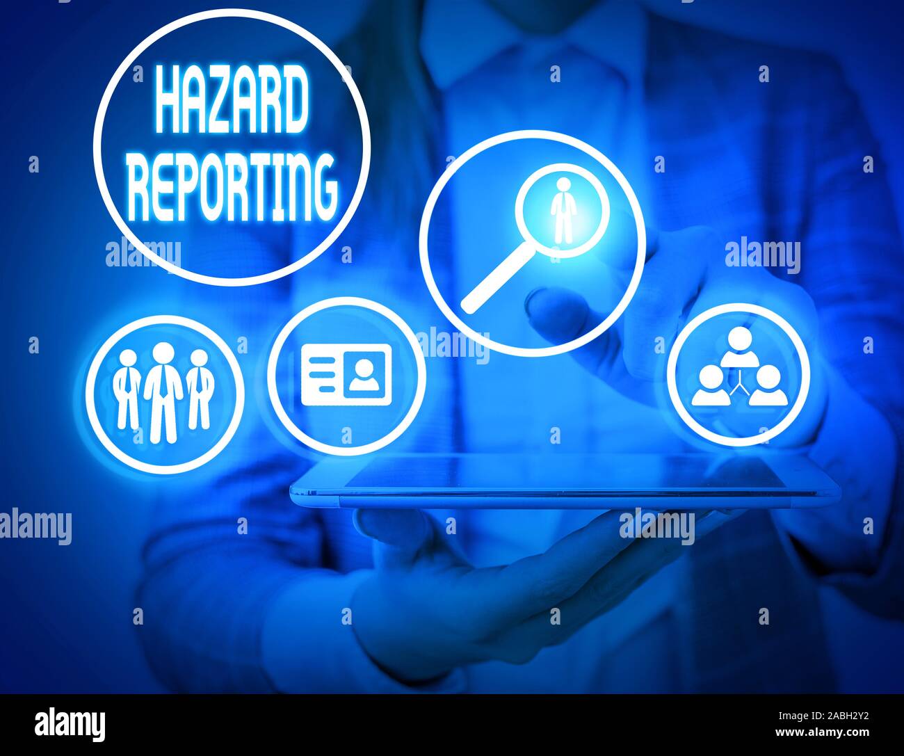 Writing note showing Hazard Reporting. Business concept for account or ...