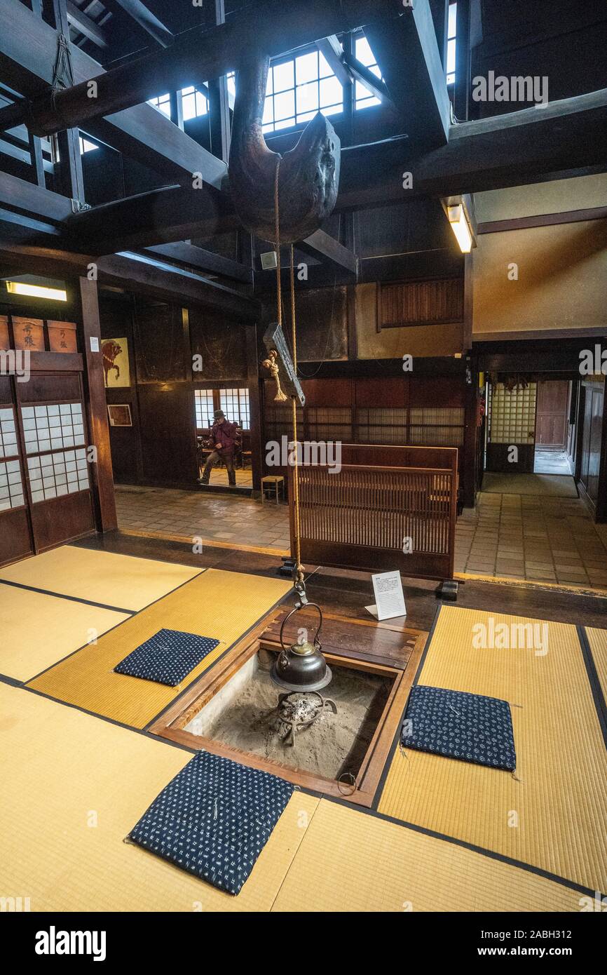 Japanese traditional house interior at Kusakabe Folk Museum, Takayama ...