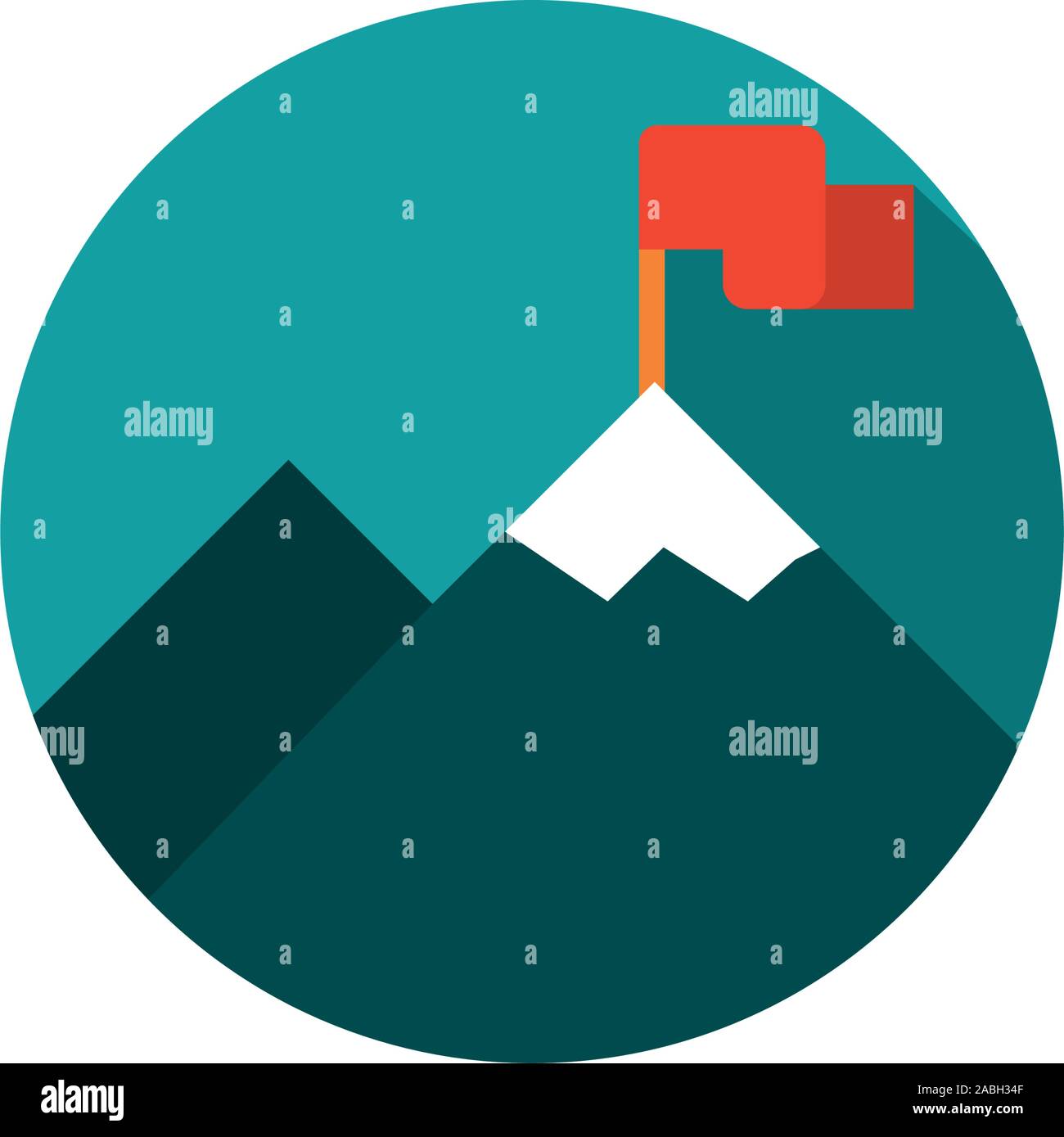 mountain with flag progress business strategy icon block shadow vector ...
