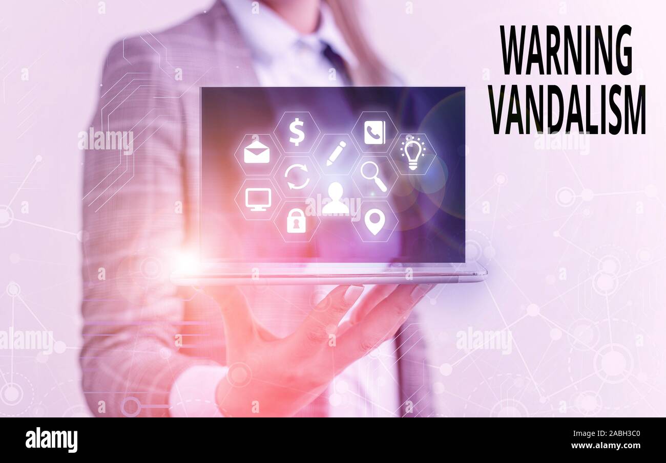 Text sign showing Warning Vandalism. Business photo showcasing ...