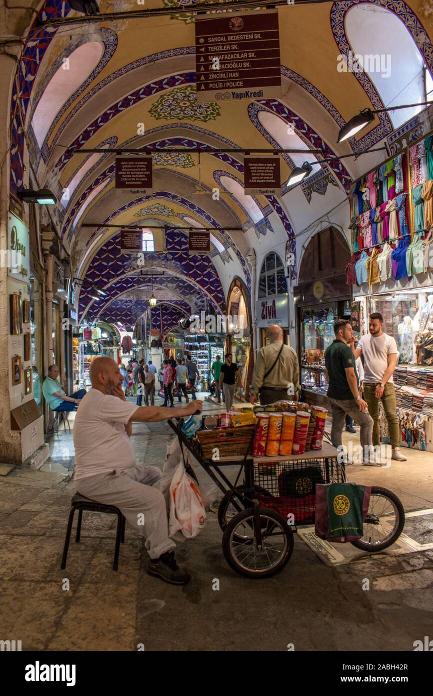 Istanbul, Turkey: a seller of snacks inside the Grand Bazaar, one of ...