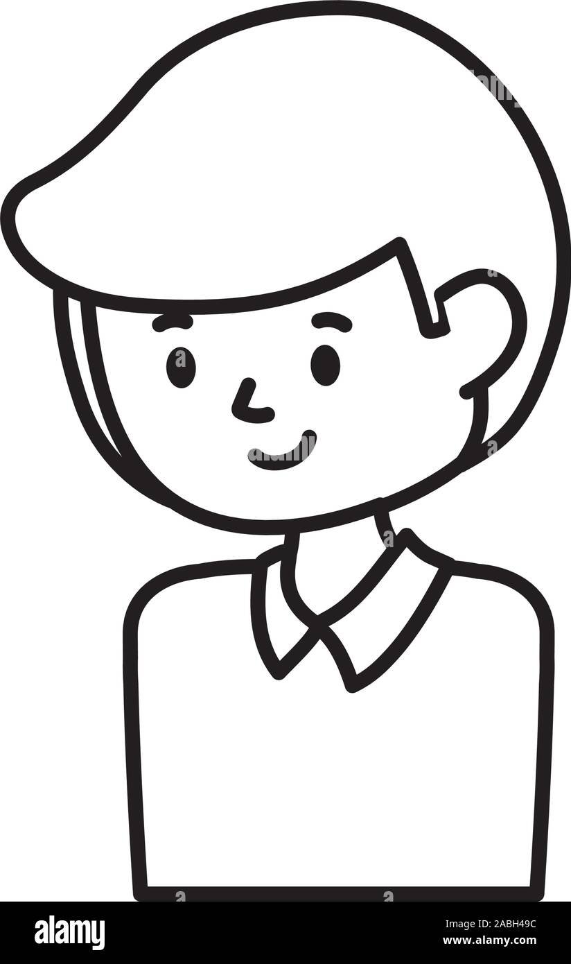 young man cartoon character portrait on white background vector ...