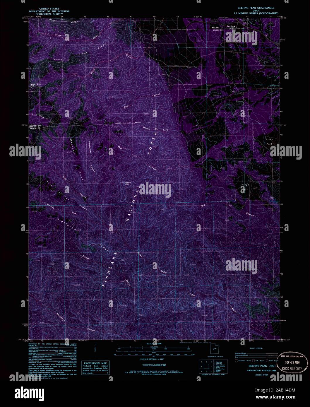 UT Beehive Peak 248058 1986 24000 Inverted Restoration Stock Photo - Alamy