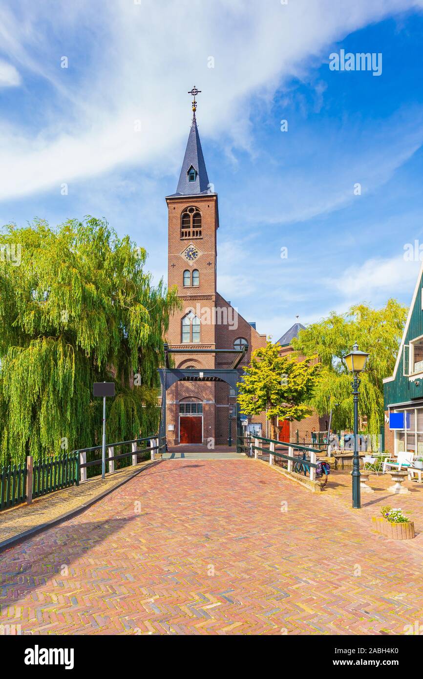 Old streets in Volendam. Old traditional fishing village, typical ...