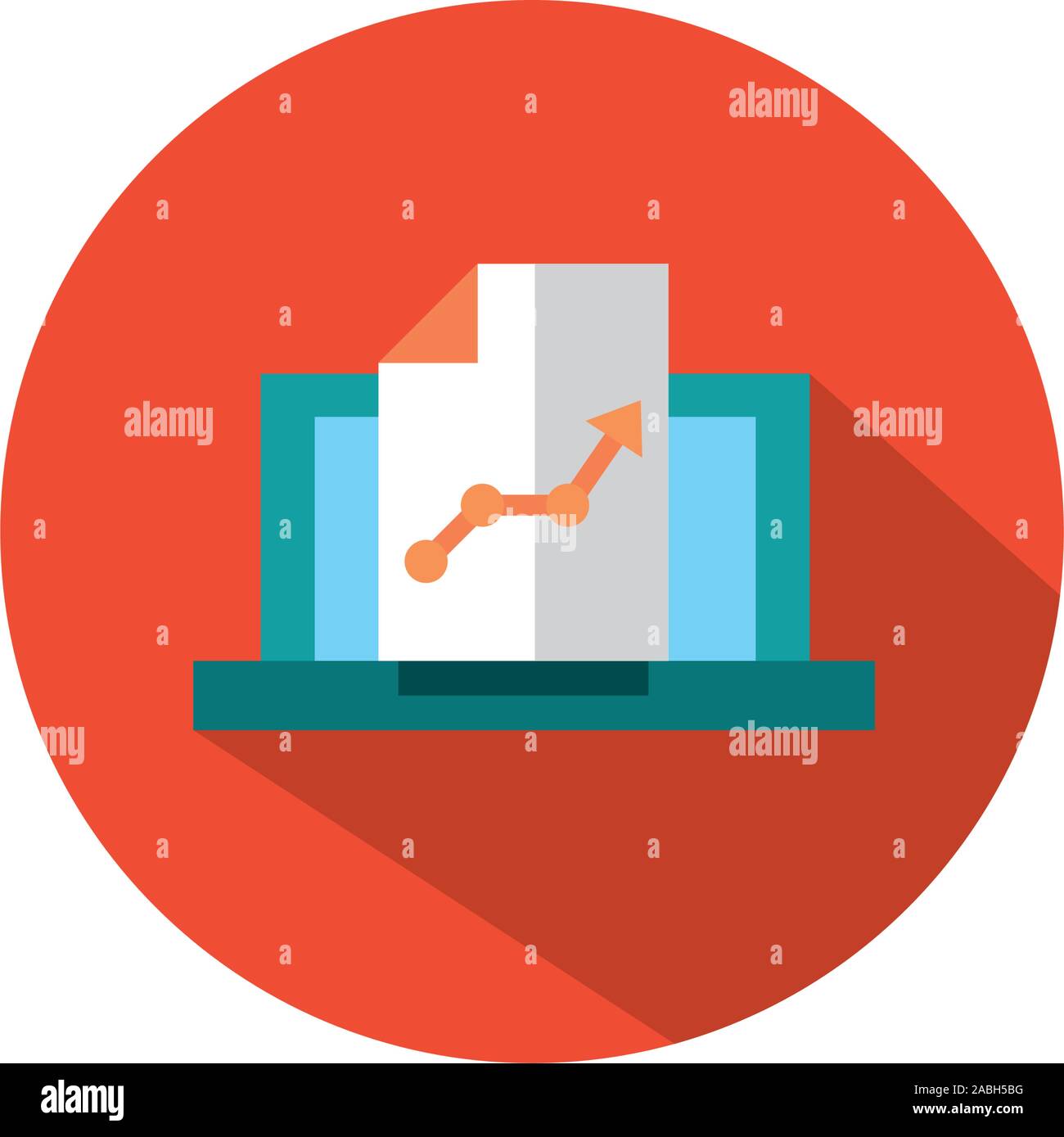 laptop computer report chart business strategy icon block shadow vector ...