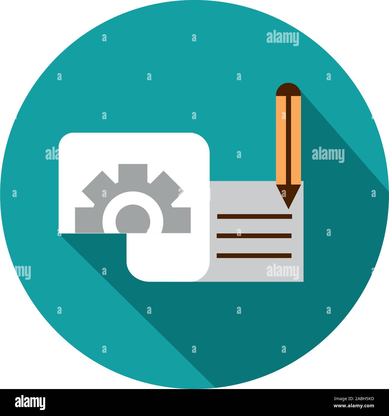 document setting pencil business strategy icon block shadow vector ...