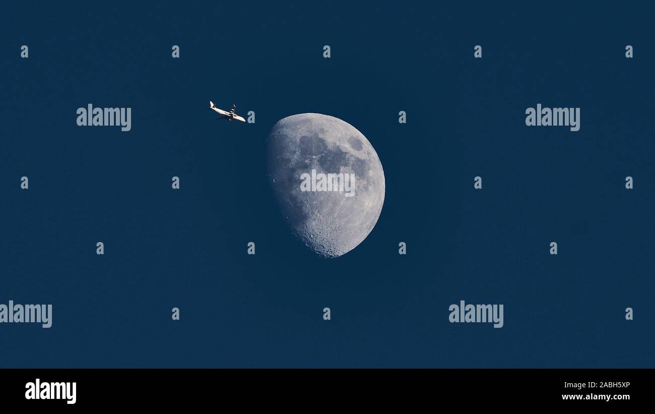 Moon with aircraft hi-res stock photography and images - Alamy