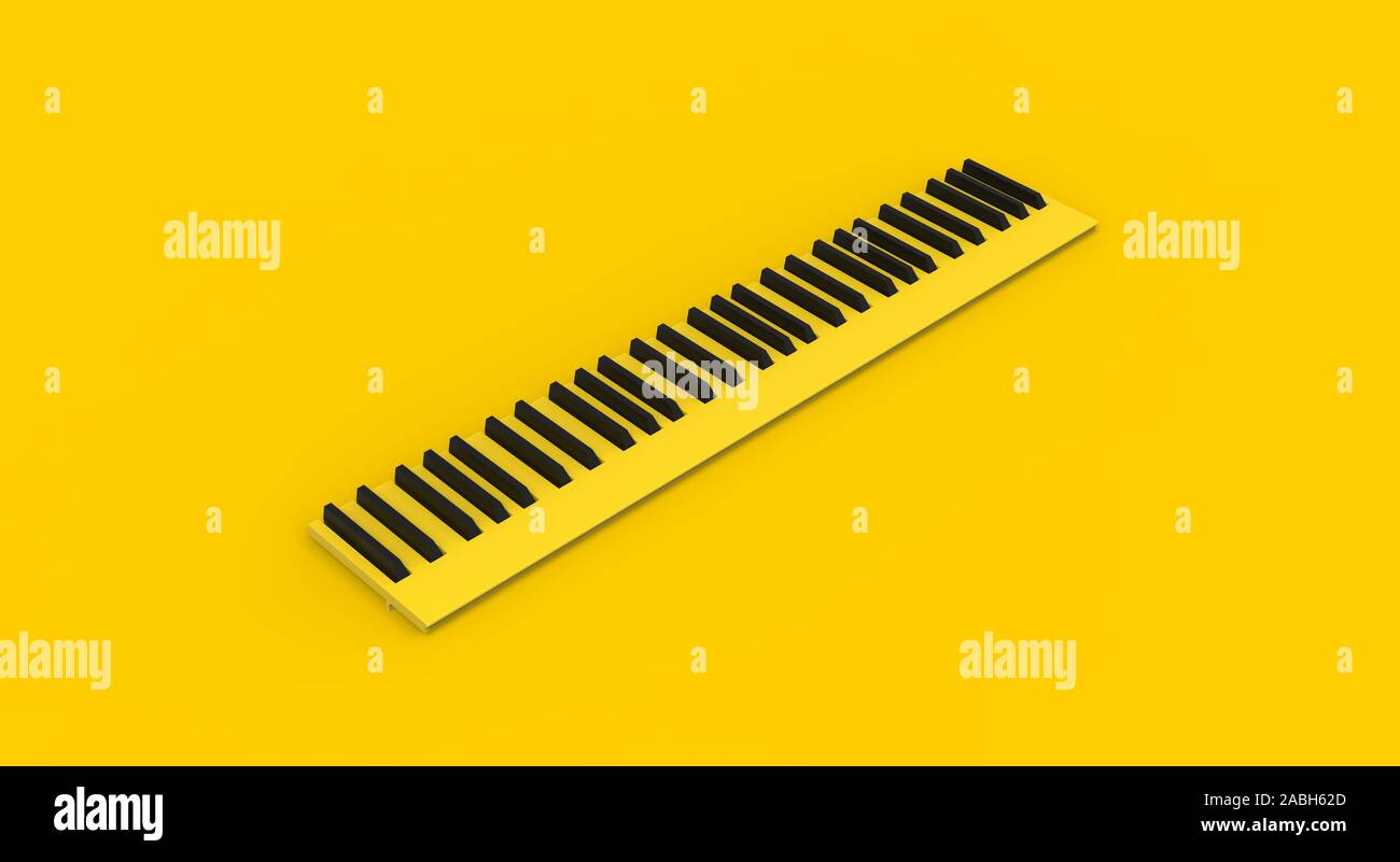 Piano isolated on Yellow 3D Rendering Stock Photo - Alamy
