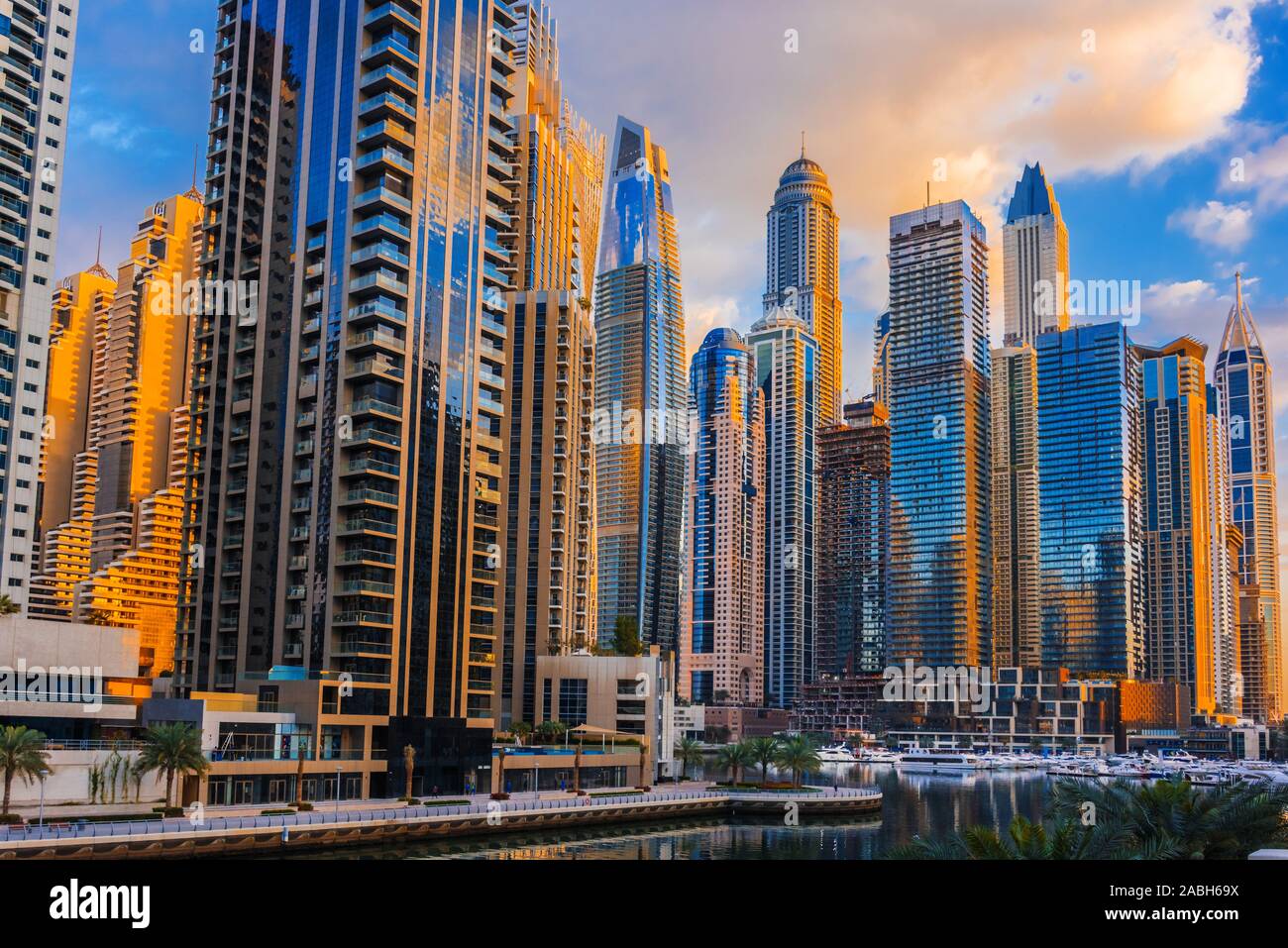 Modern residential architecture of Dubai Marina, United Arab Emirates ...