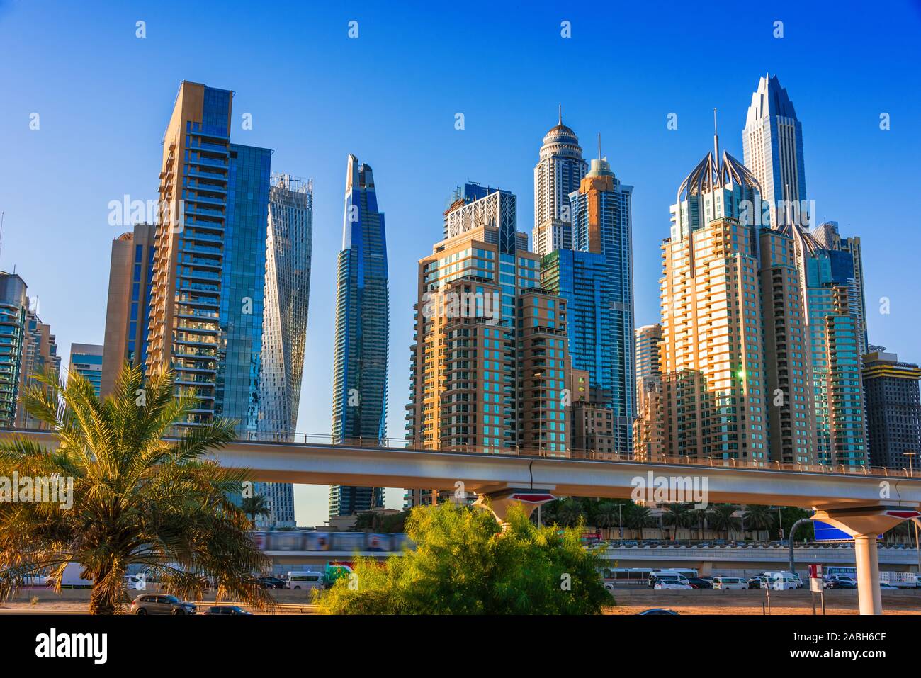 Modern residential architecture of Dubai Marina, United Arab Emirates ...