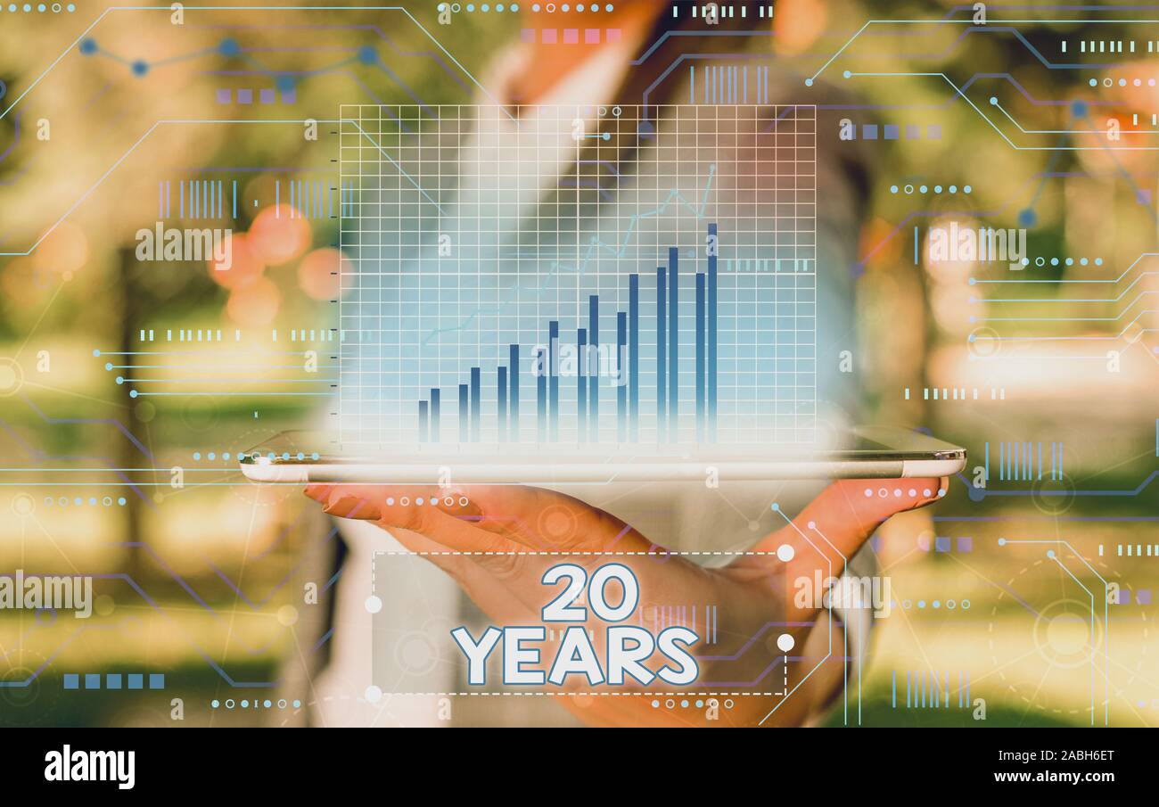 Word writing text 20 Years. Business photo showcasing Remembering or ...